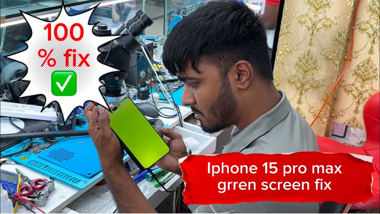 Iphone 15 pro max grren screen repair || iphone 15 pro grren - YouTube