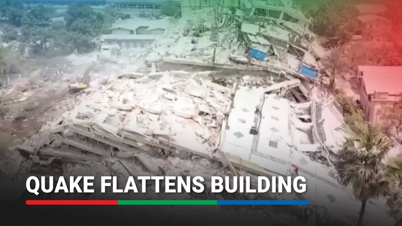 Aerial video from Myanmar shows flattened building after earthquake ...