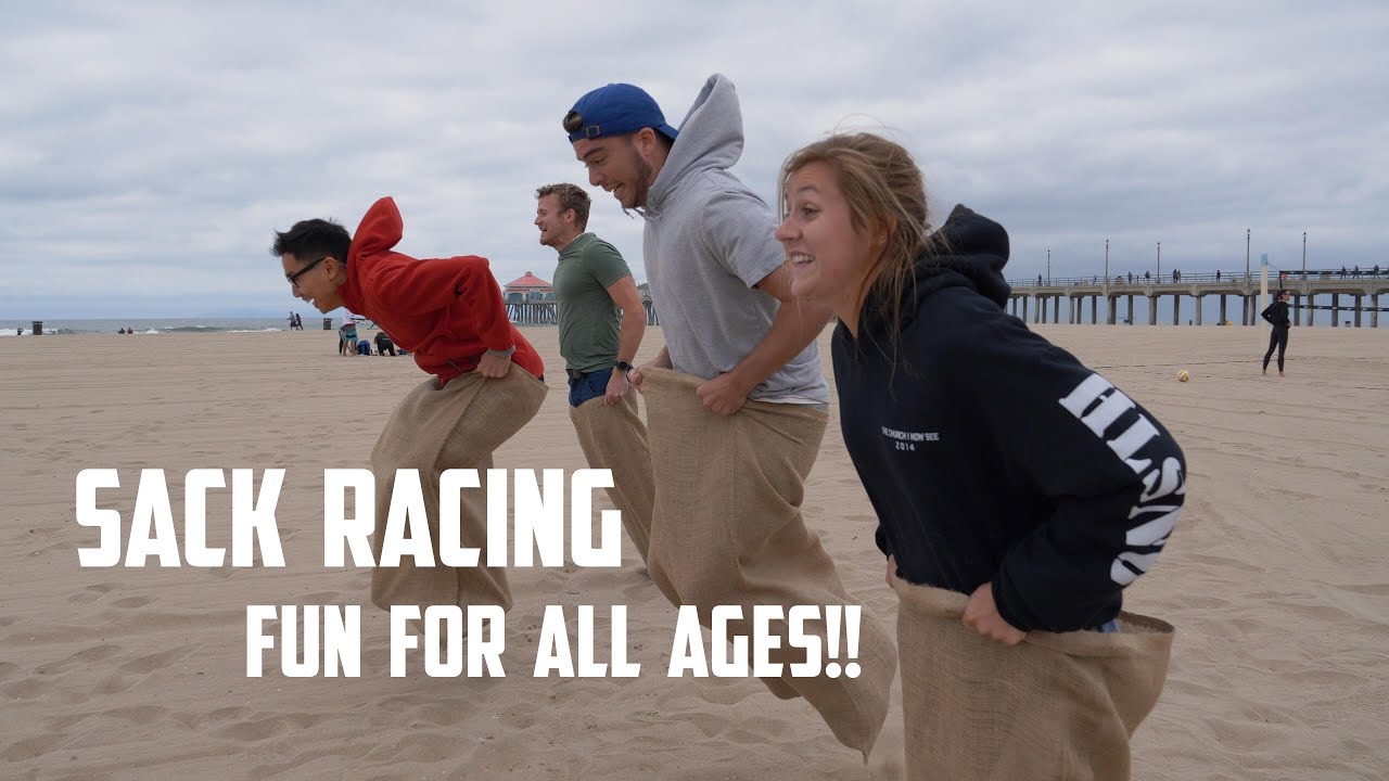 Burlap Sack Racing - A Fun Game for All Ages - Sandbaggy.com - YouTube