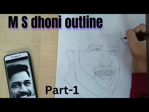 MS dhoni drawing outline part - 1 - YouTube
