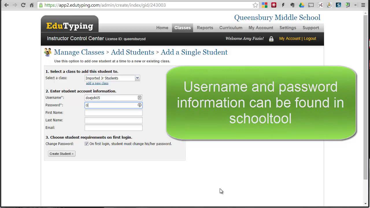 Creating a New Student in Edutyping - YouTube