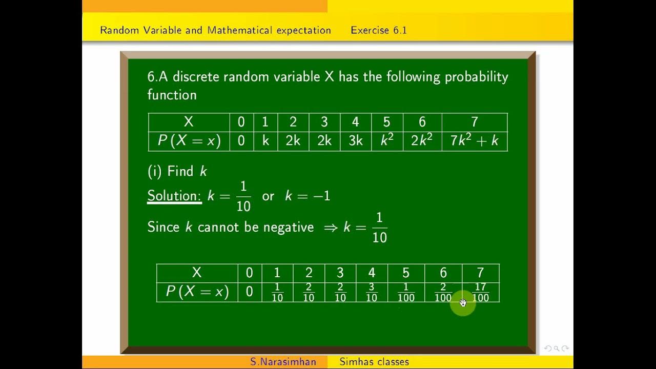 #12businessmaths chapter 6 RANDOM VARIABLE AND MATHEMATICAL EXPECTATION exercise 6.1 sum 6 - YouTube