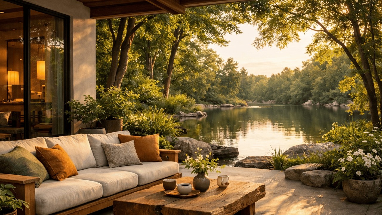 Lakeside Open-Air Jazz Escape ☕ Soft Outdoor Café Atmosphere for Focus ...