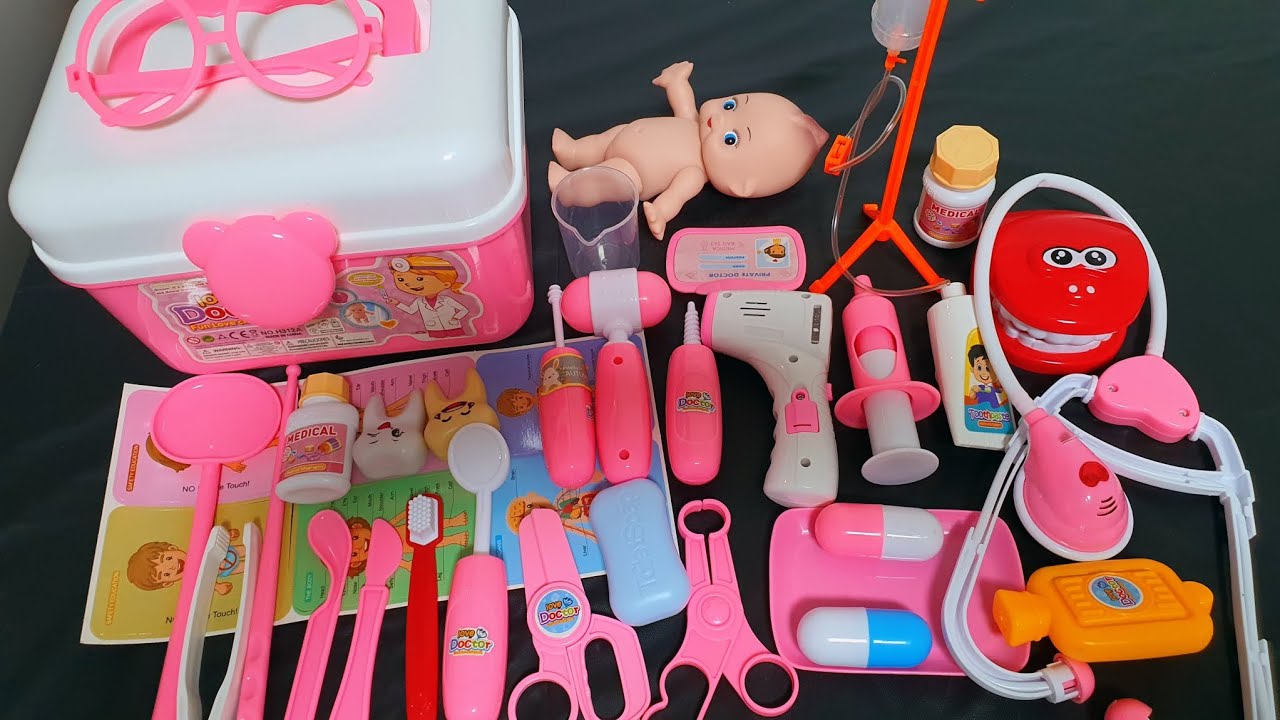 12 minutes Satisfying with Unboxing pink Doctors Set(ASMR ,no music ...