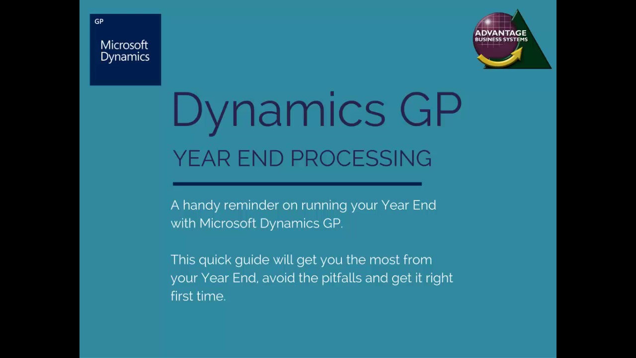 Year End Process with Microsoft Dynamics GP - YouTube