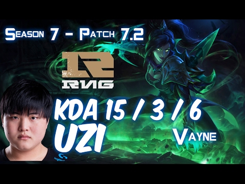 RNG Uzi VAYNE vs CAITLYN ADC - Patch 7.2 KR Ranked - YouTube