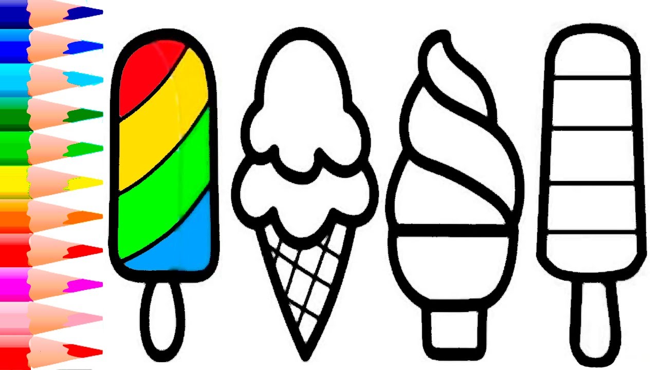 Cute Ice Cream Painting & Coloring for Kids - YouTube