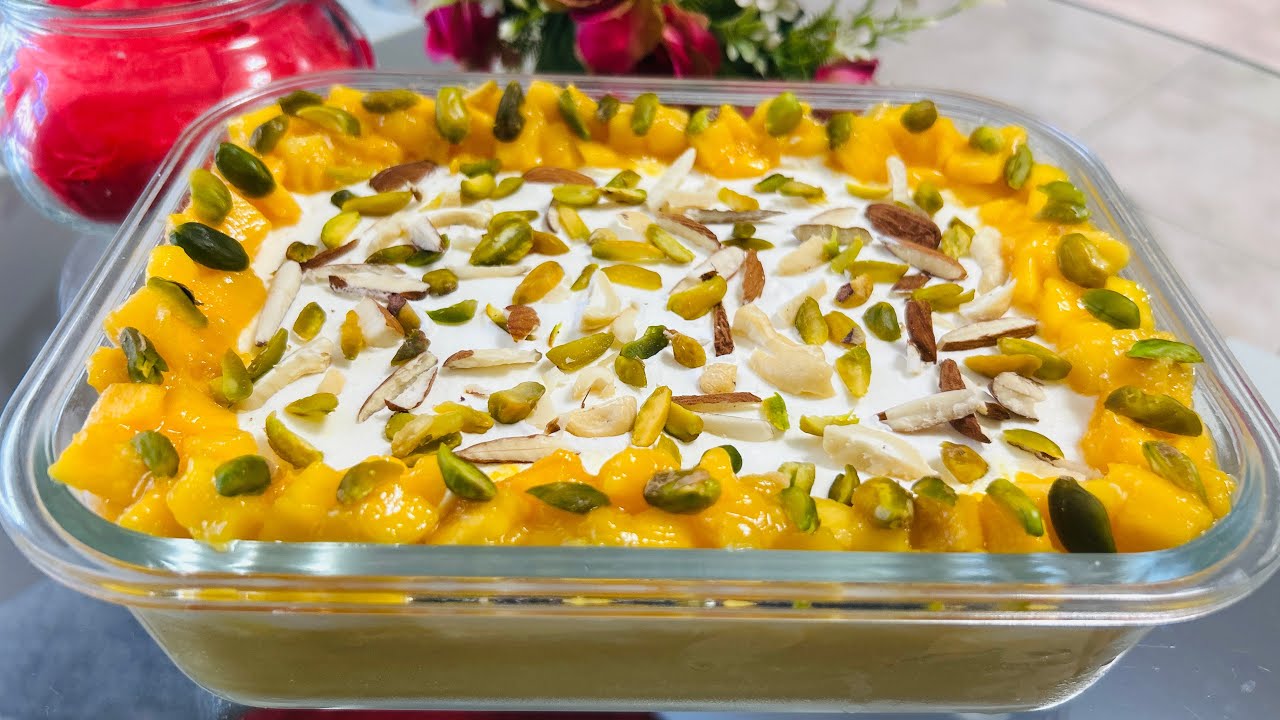 Easy and quick mango bread pudding dessert in cheep budget/simple no bake cold dessert recipe ...