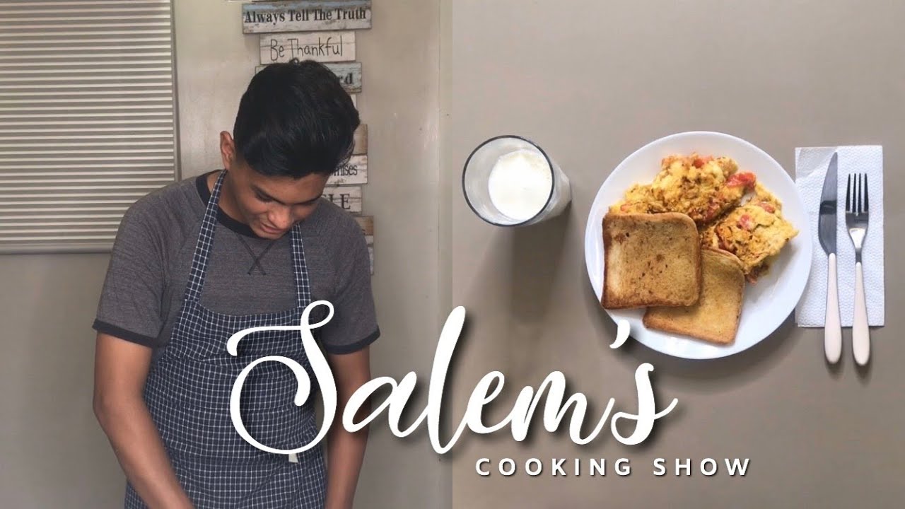Salem's Cooking Show | Cheesy Tomato Omelette with Garlic - YouTube