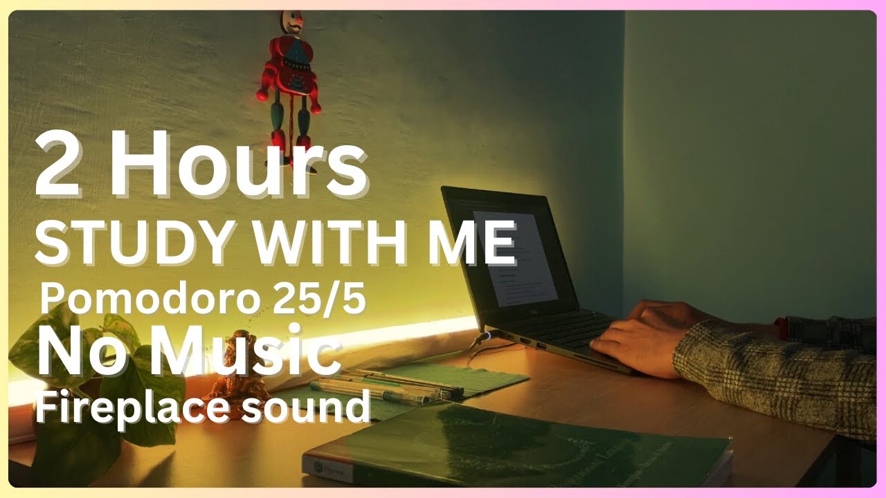 2 Hours STUDY WITH ME 📘| Pomodoro 25/5 | Midnight study riverflow sound ...