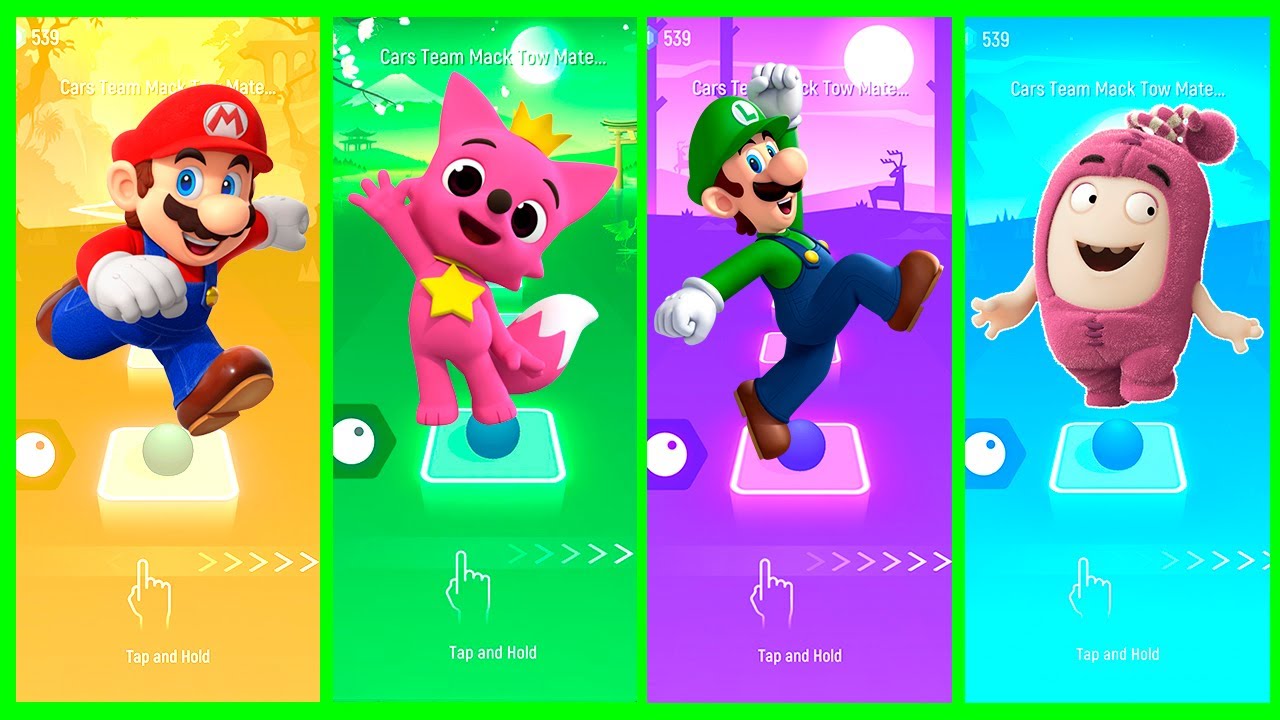 Mario vs Pinkfong vs Luigi vs Oddbods Newt Tiles Hop EDM Rush - YouTube