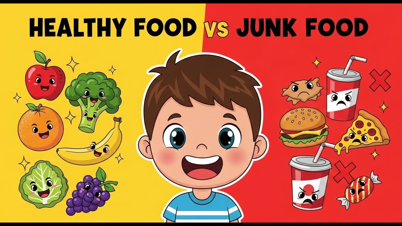 Healthy Food vs Junk Food 🥦🍔 | Fun Kids Learning Cartoon | Bright Kids ...
