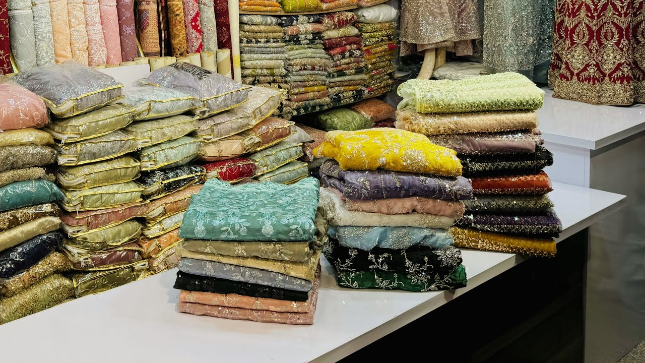 Shamoze Silk fabric 🔥 China Silk Embroidery & Cutdana Work 👌 Pure Silk ...
