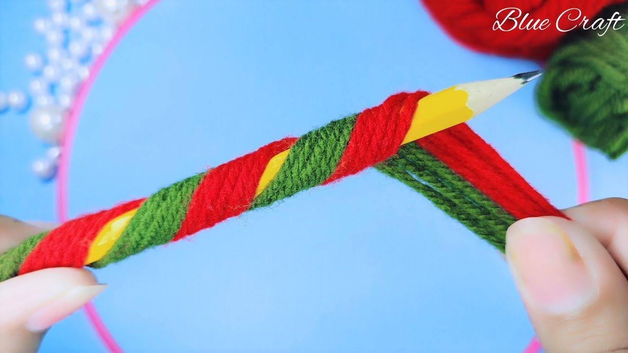 Super Easy Woolen Crafts Making With Pencil | Easy Flower Craft Ideas ...