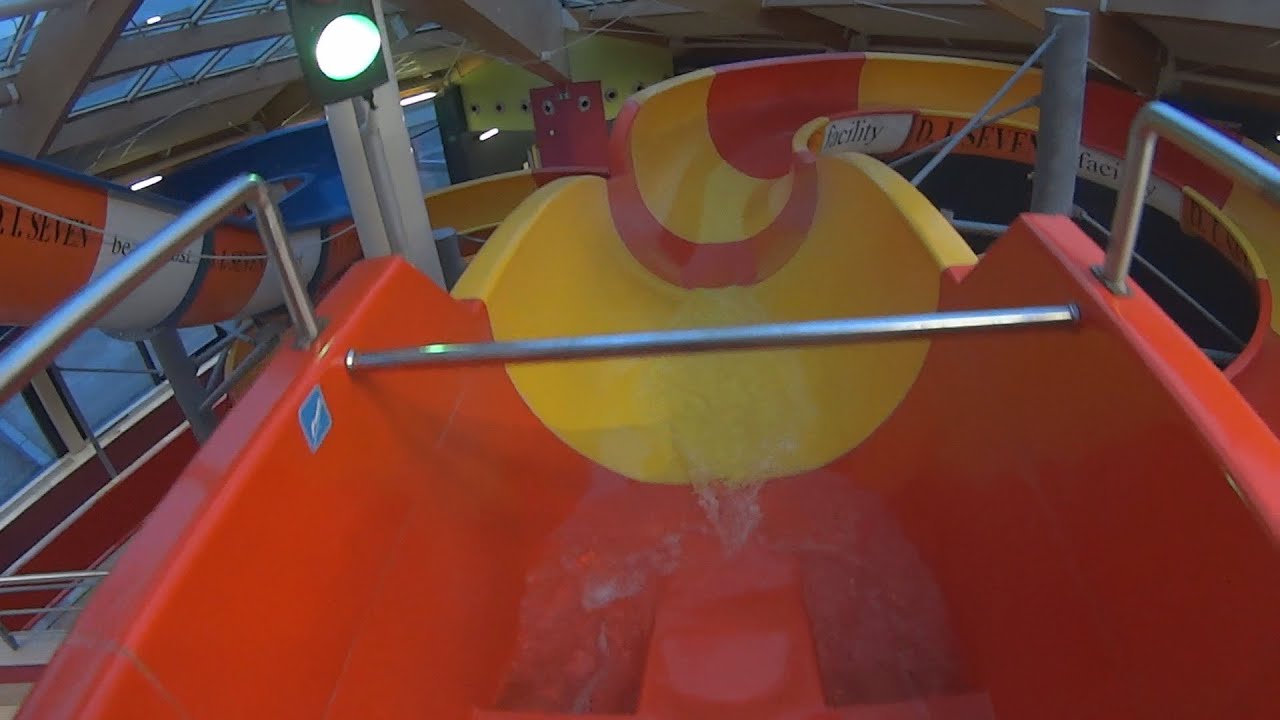 Red Orange Water Slide at Aquapalace - YouTube