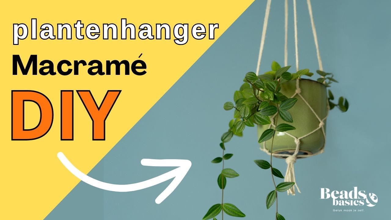 DIY | Simpele macramé plantenhanger maken - GRATIS PATROON - YouTube