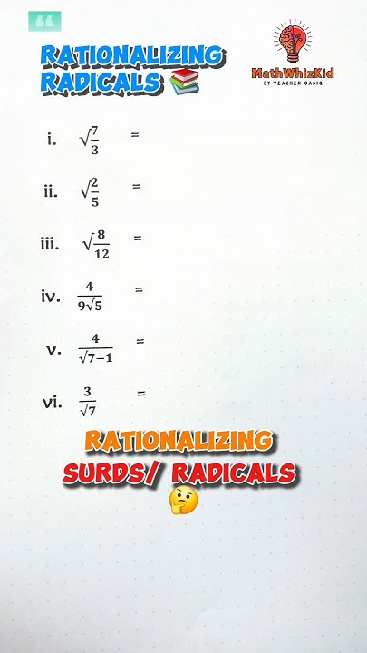 Rationalizing radicals/ Surds 📚🤔 - YouTube