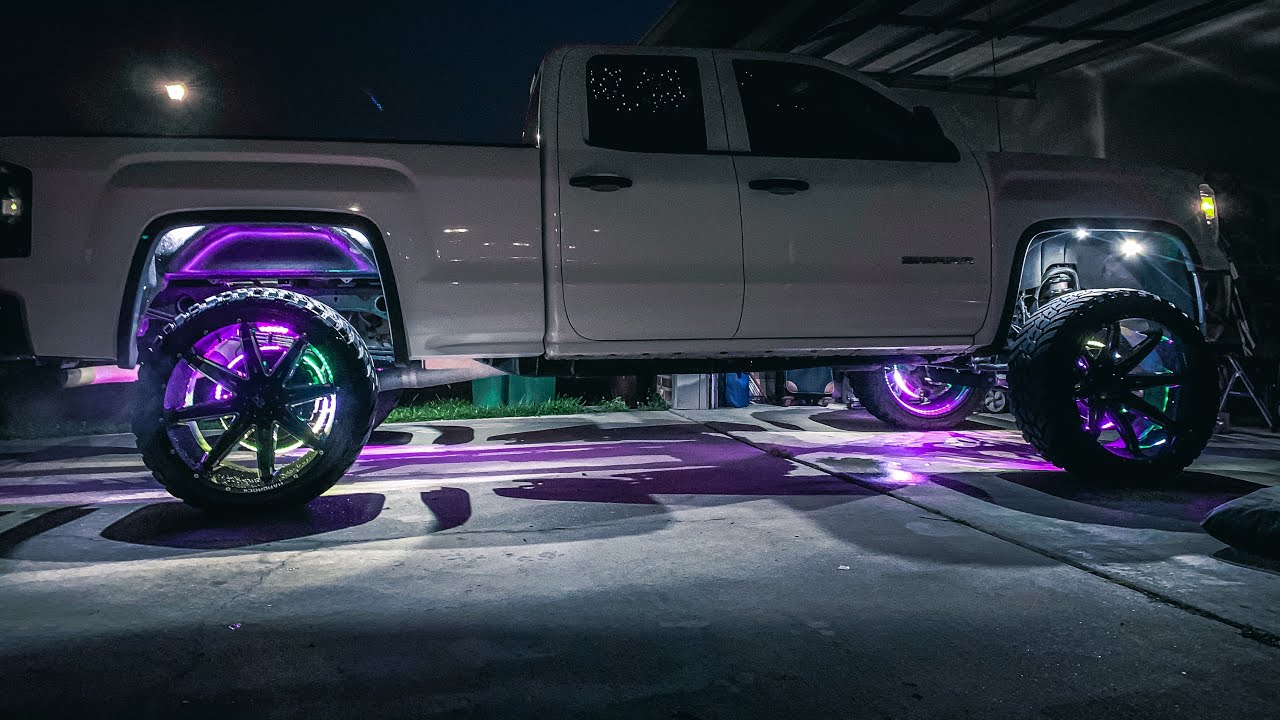 2015 Lifted GMC TRUCK gets 16 rock lights | Wheel lights | Rolls Royce ...
