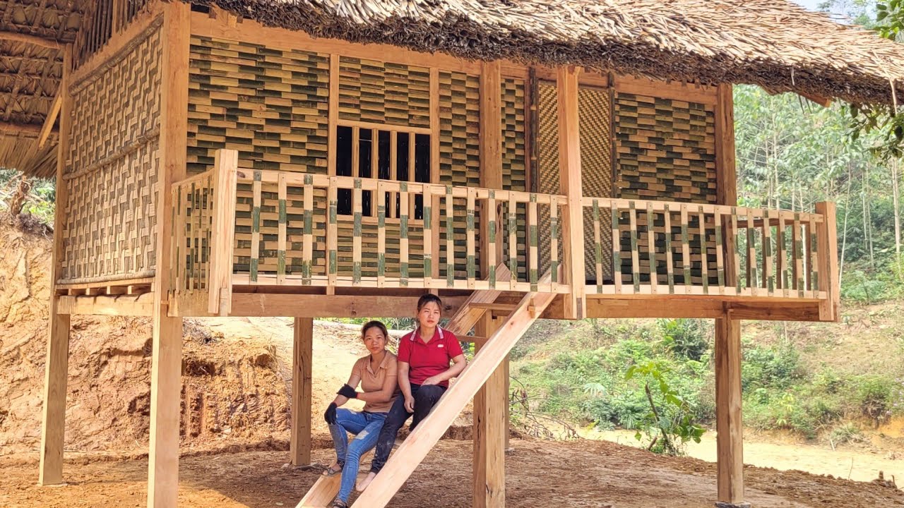 How to build a beautiful wooden house, Make a cabin wooden ladder on ...