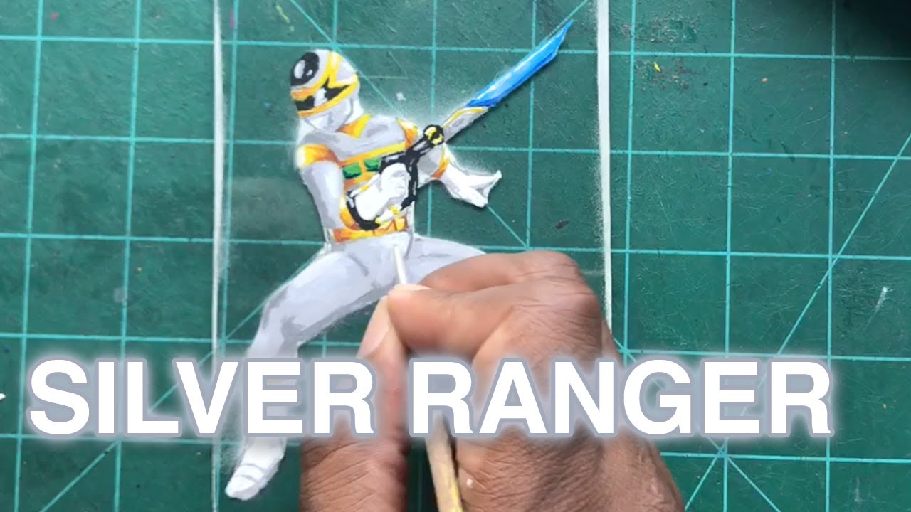 Amateur Artist Paints The Silver Ranger On Glass | Power Rangers in ...