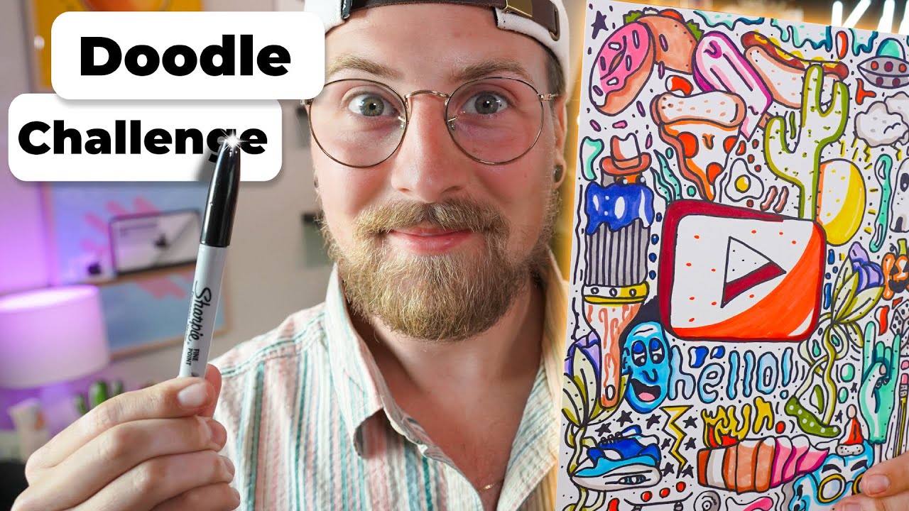Filling a Blank Page with Doodles! Satisfying Drawing Challenge # ...