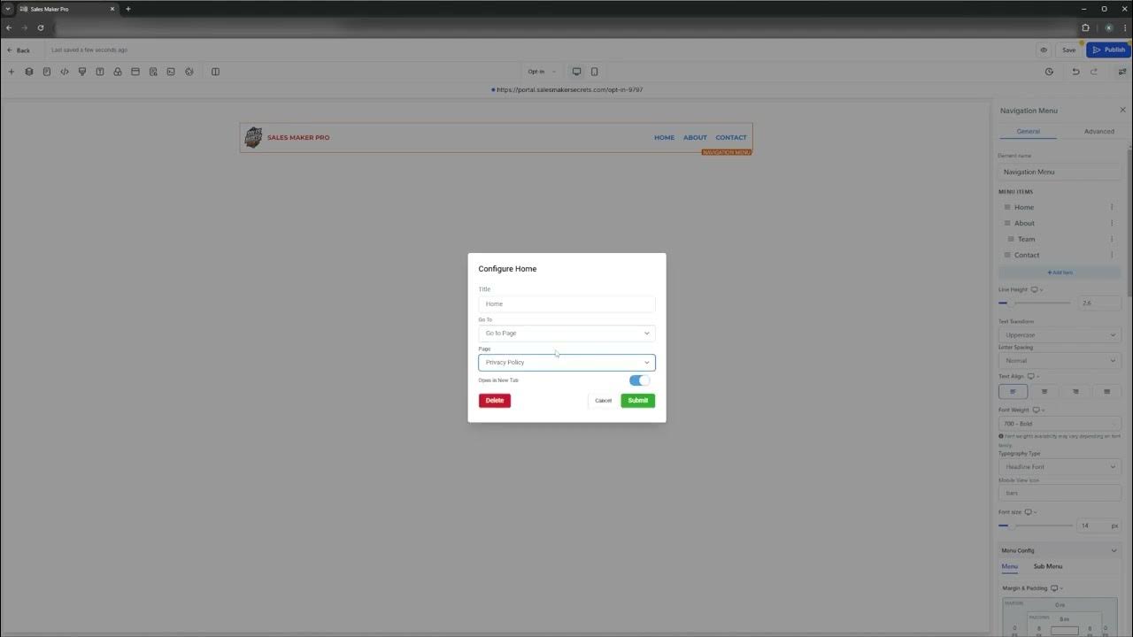 How to Create a Custom Website in Go High Level Tutorial 5/12 - Add & Customize Navigation Bar ...