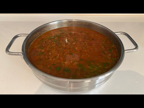 24 Kasım 2024 Gürcü mətbəxinə aid qırmızı lobya şorbası(şeşamadi supu)💯👍🥘🥰