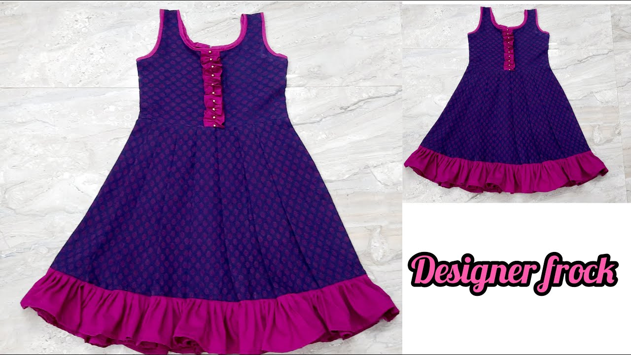easy designer frock/ DIY designer frock/ Ruffled frock/ Kids frock ...
