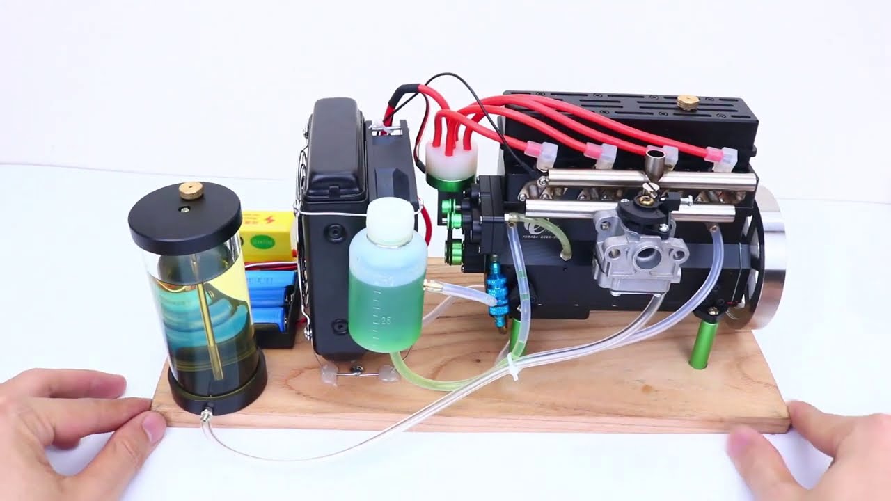 32cc Inline Four Cylinder Water Cooled Gasoline Engine for RC Car - YouTube