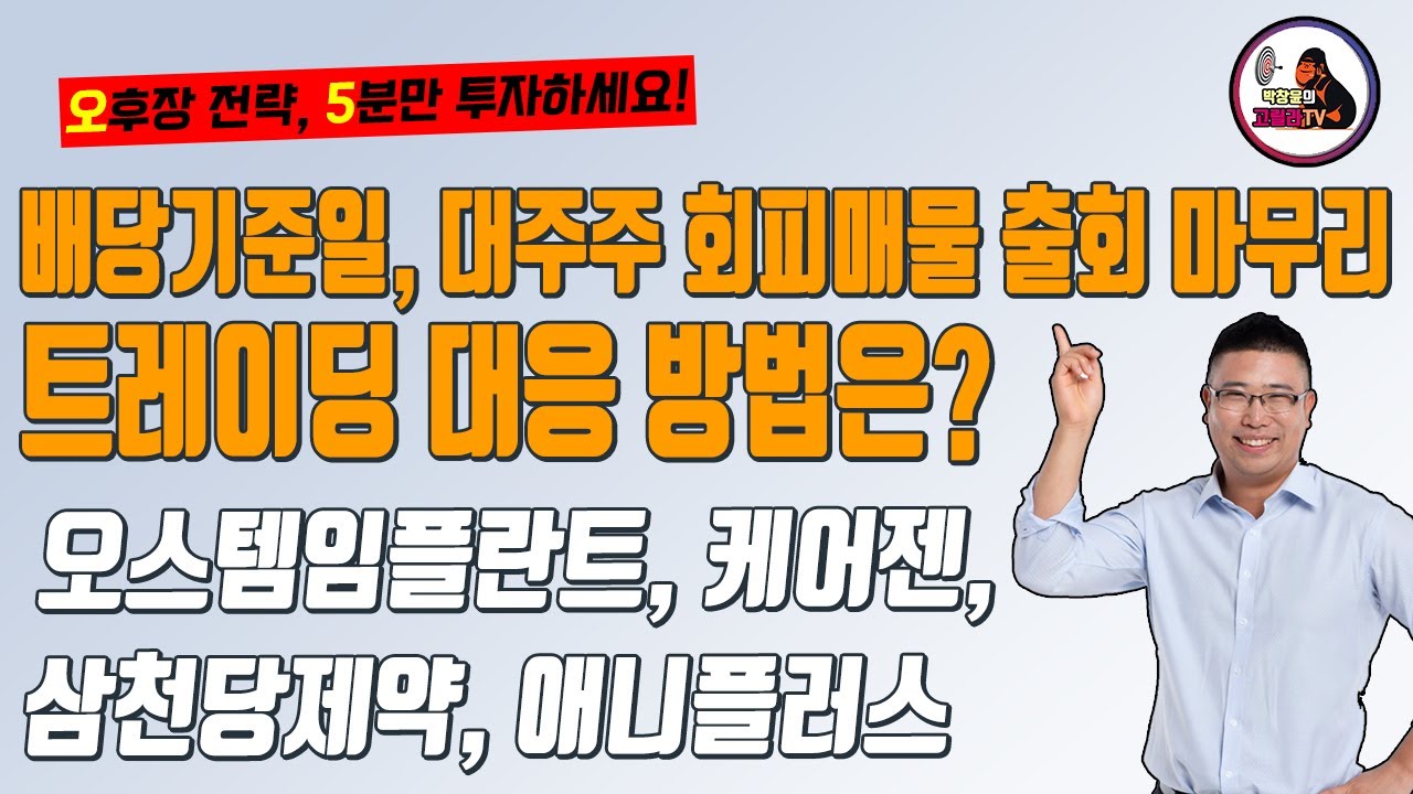 배당 기준일 대주주 양도세 회피 매물 출회 마무리 대응법은 오스템임플란트 삼천당제약 케어젠 애니플러스