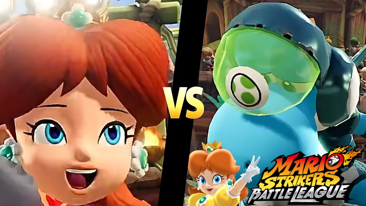 Mario Strikers Battle League Team Daisy vs Team Yoshi in Jungle Retreat ...