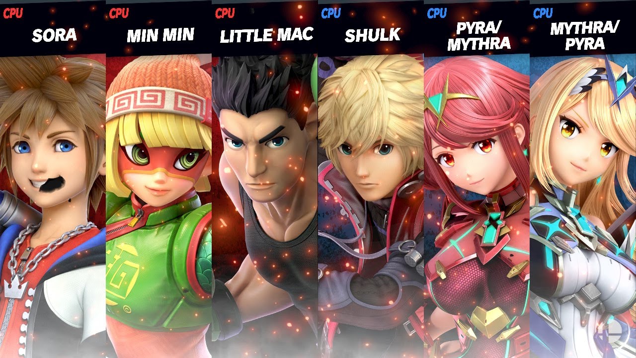 Sora & Min Min & Little Mac vs Shulk & Pyra & Mythra - YouTube