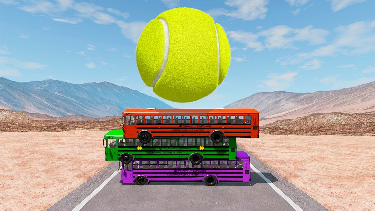 1000 Tons Tennis Ball vs Cars | BeamNG Drive - YouTube