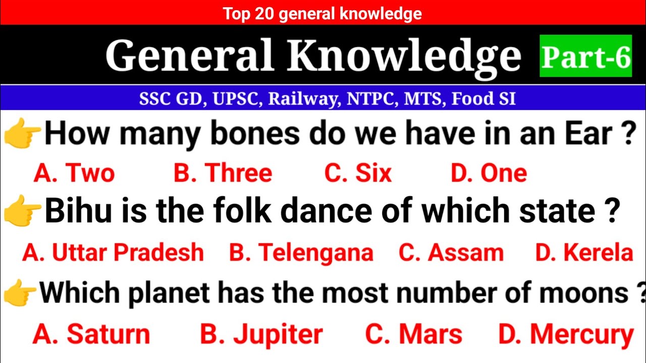Top 20 general knowledge in english | best GK question & answer | GK ...