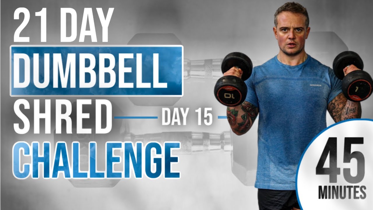 Day 15: Dumbbell Shred Challenge - Full Body Cardio Workout With Dumbbells - YouTube