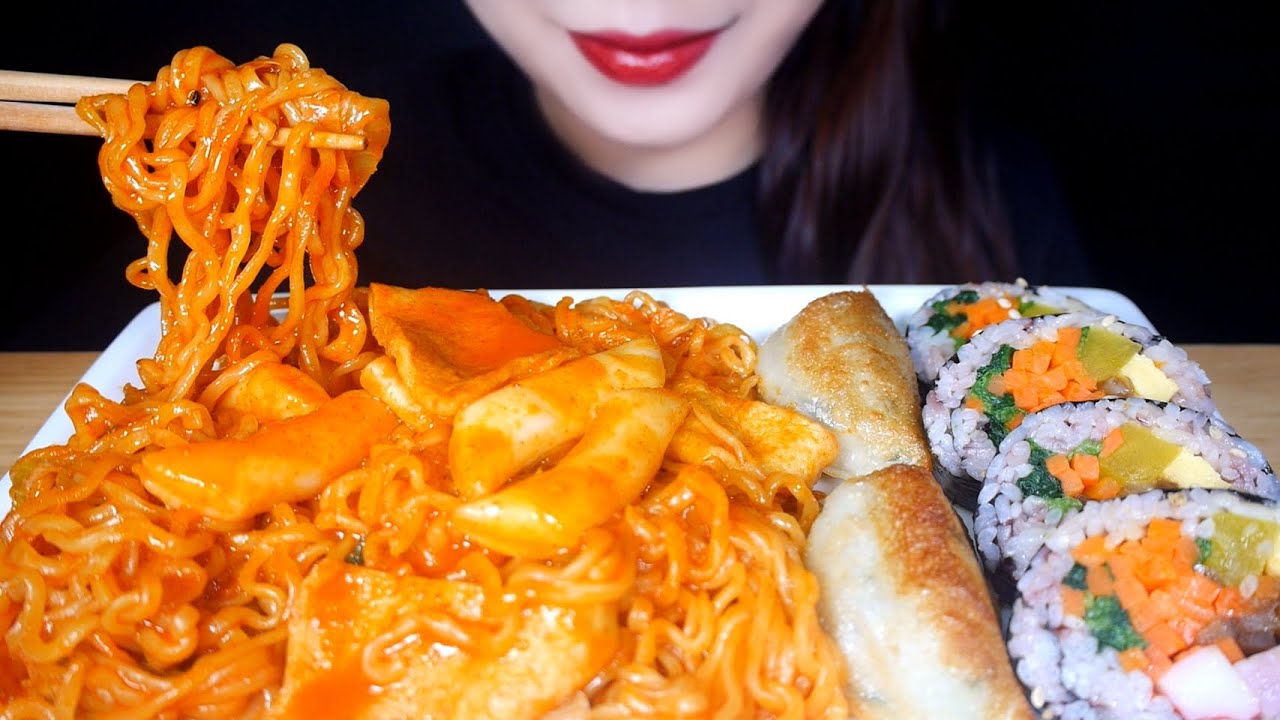 ASMR 라볶이 김밥 Rabokki Gimbap 먹방 MUKBANG EATING SOUNDS - YouTube