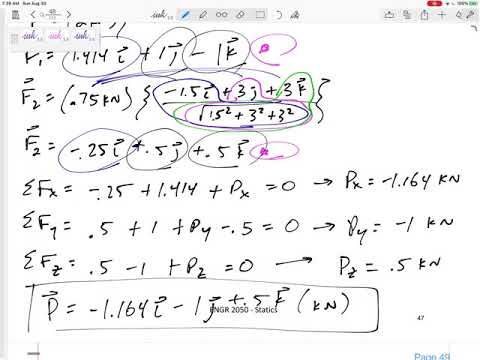Statics - 3D Particle Equilibrium example 1 part 2 - YouTube