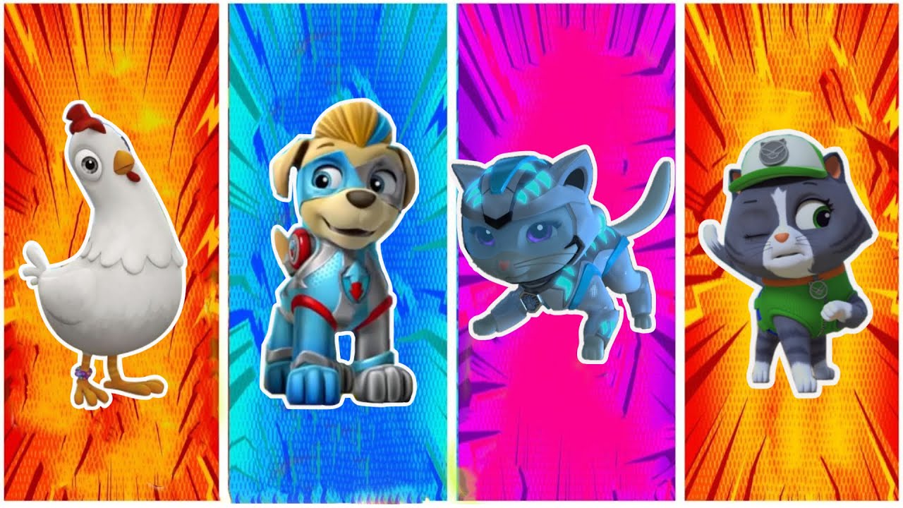 PAW PATROL - Chickaletta 🆚 Tuck 🆚 The Copycat 🆚 Cat Rocky 🎶 TILES HOP ...