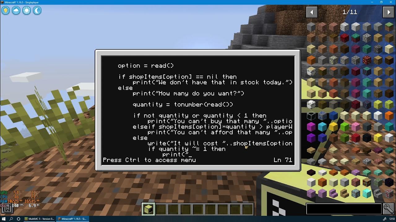 ComputerCraft Coding Challenge 1 » Item Shop - YouTube