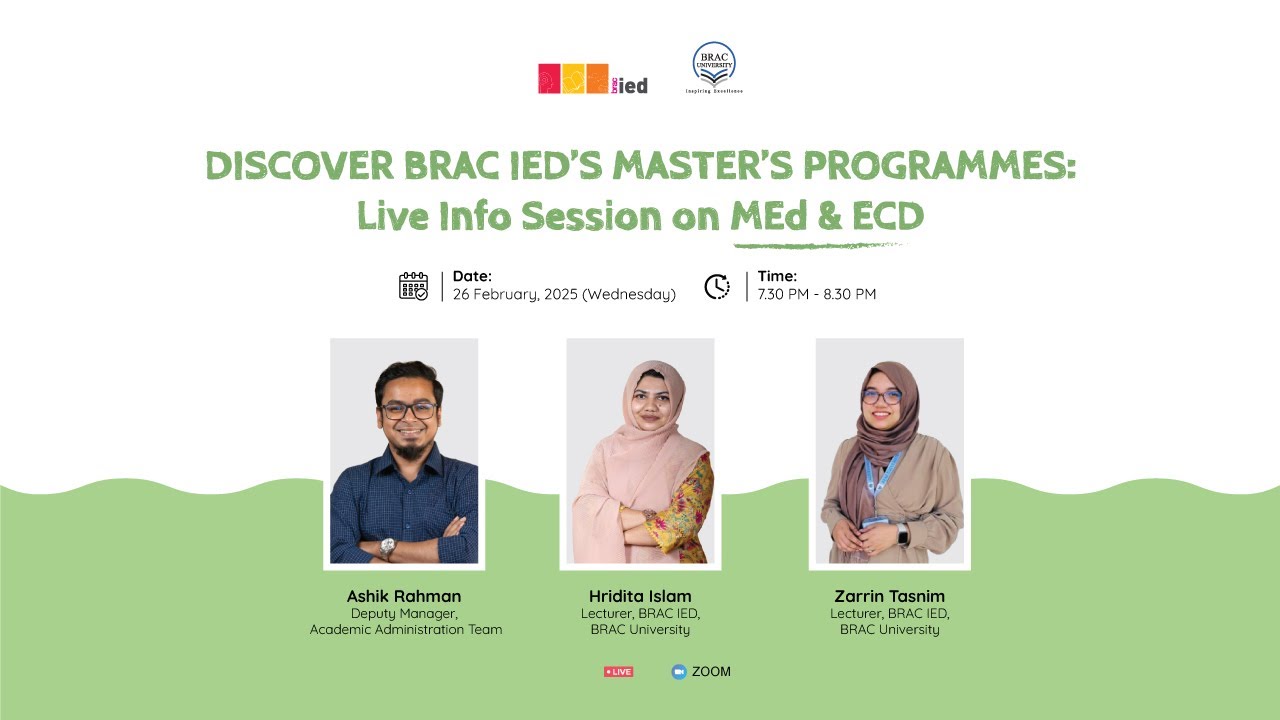 Discover BRAC IED’s Master’s Programmes: Live Info Session on MEd & ECD ...