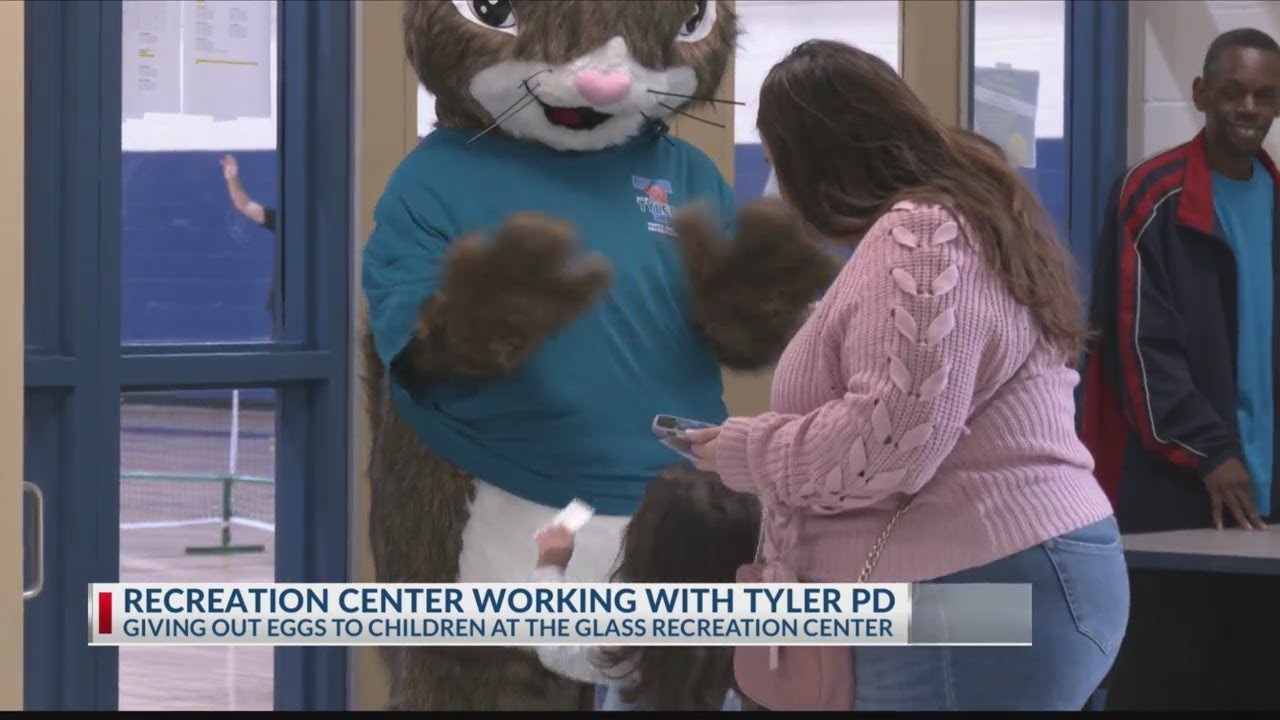 Tyler celebrates Easter indoors at Glass Recreation Center - YouTube