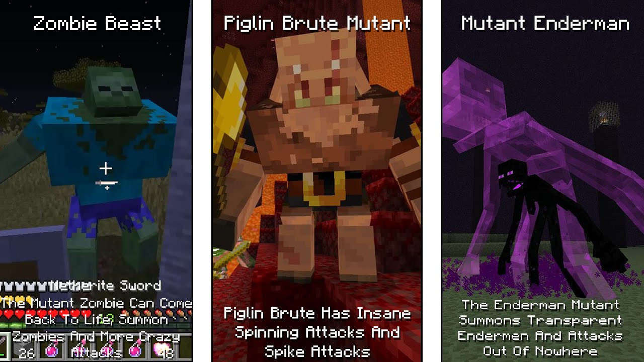 Minecraft Mobs And Their Mutant Versions - YouTube