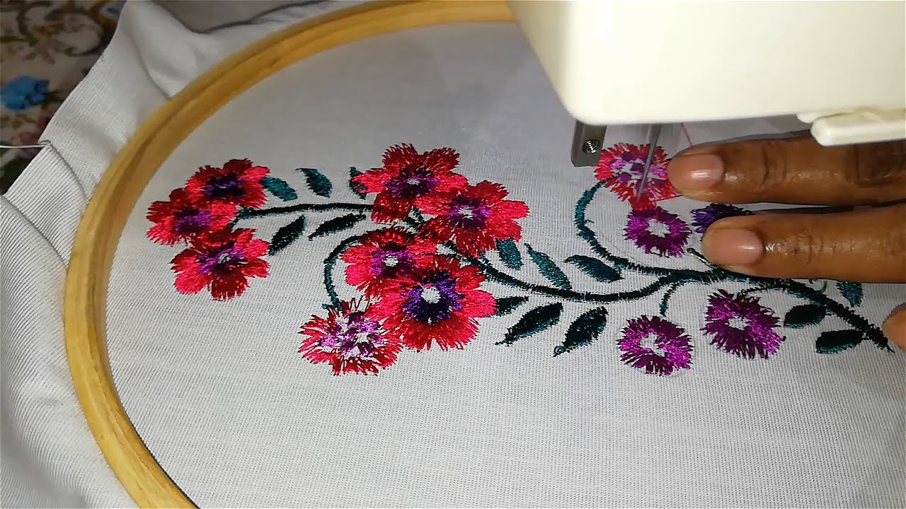 Border design/Machine embroidery/Tutorial for beginners - YouTube