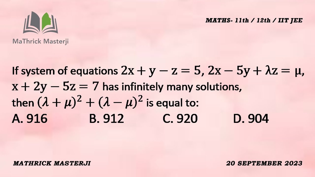If The System Of Equations 2x y z 5 2x 5y Lemda z mu X 2y 5z 7 Has if-the-system-of-equations-2x-y-z-5-2x-5y-lemda-z-mu-x-2y-5z-7-has