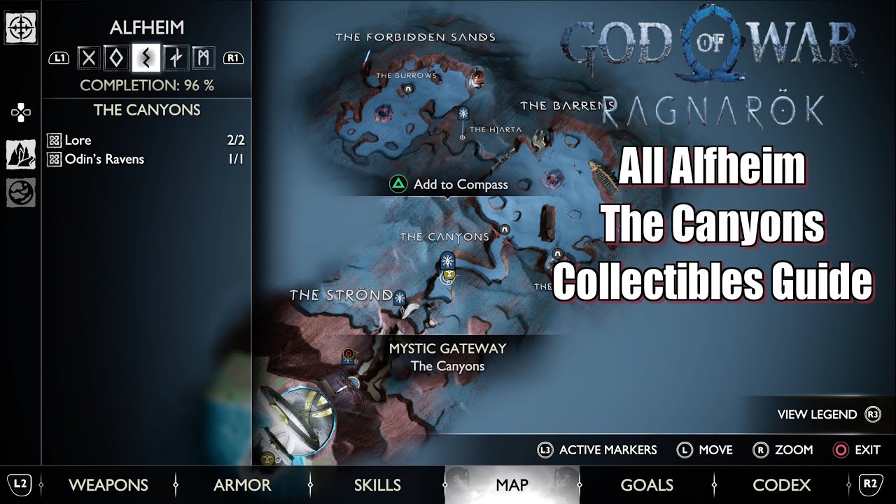 God of War Ragnarök All Alfheim The Canyons Collectibles Guide - YouTube