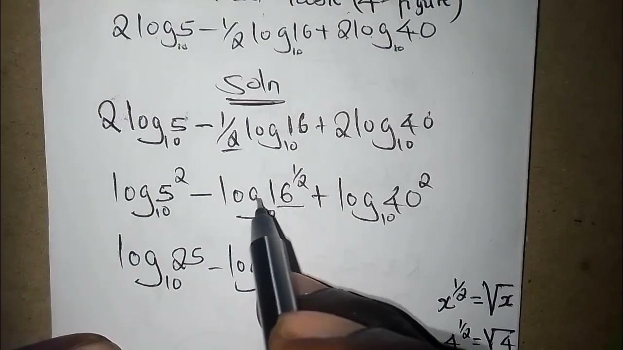 EVALUATE THE FOLLOWING LOGARITHMS - YouTube