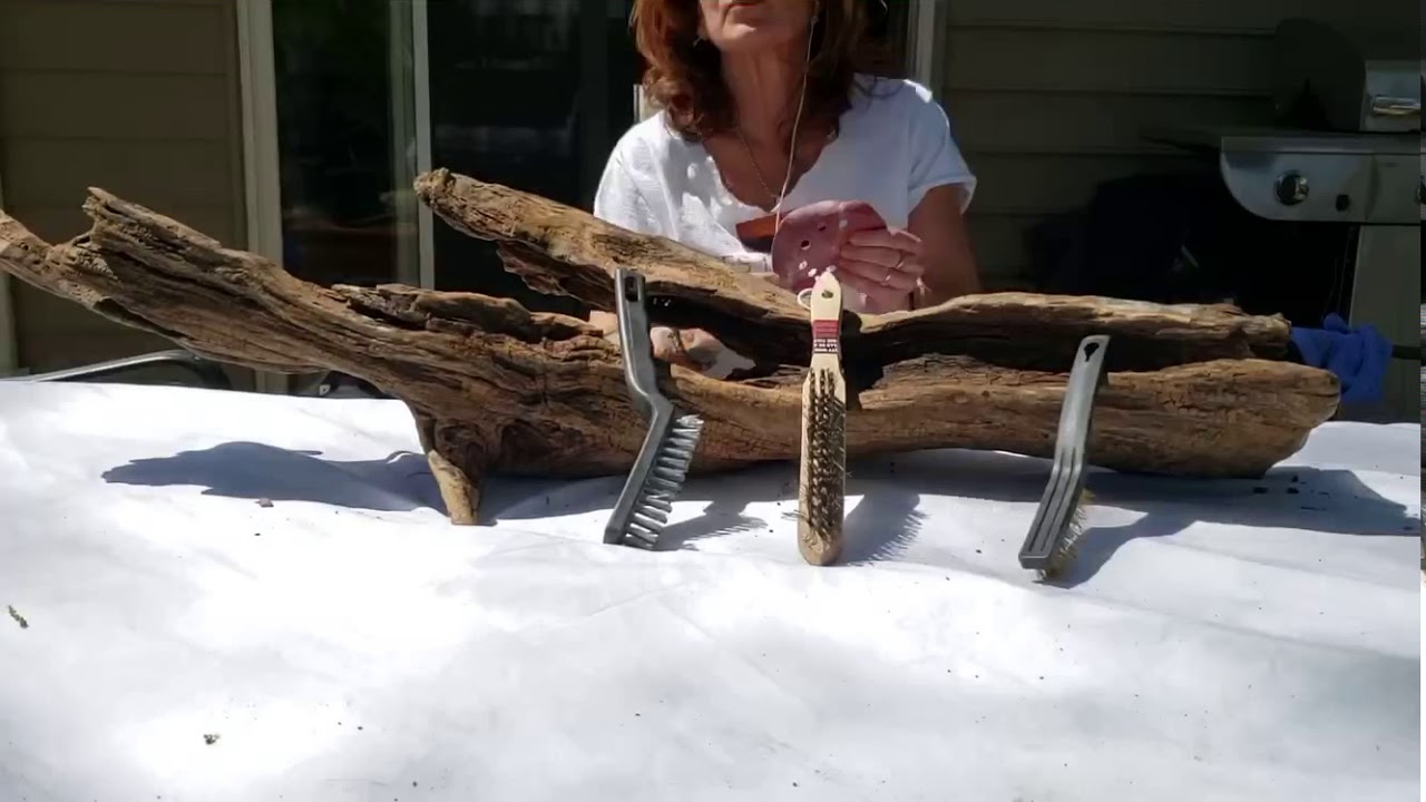 3D Driftwood Step 1 ~ Scuffing and Sanding Rough n Burnt Logs - YouTube