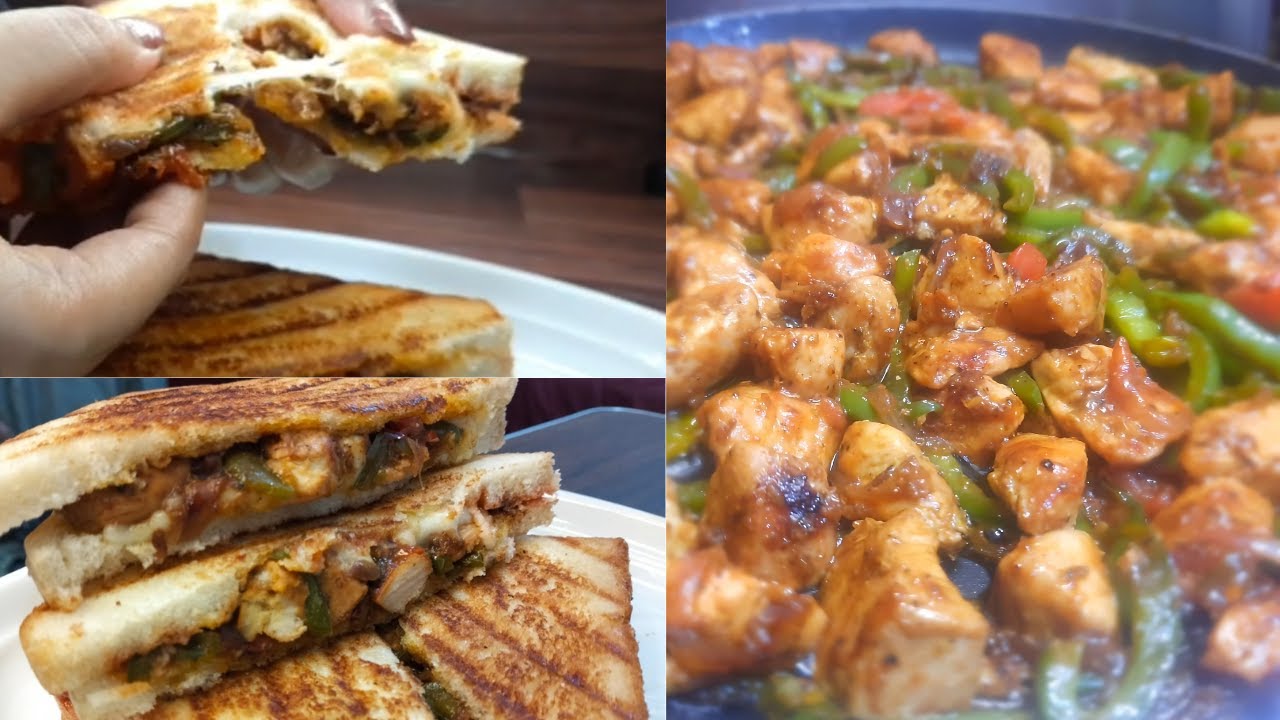 Chicken Fajita Sandwich - Chicken Cheese Sandwich Recipe - In minutes ...