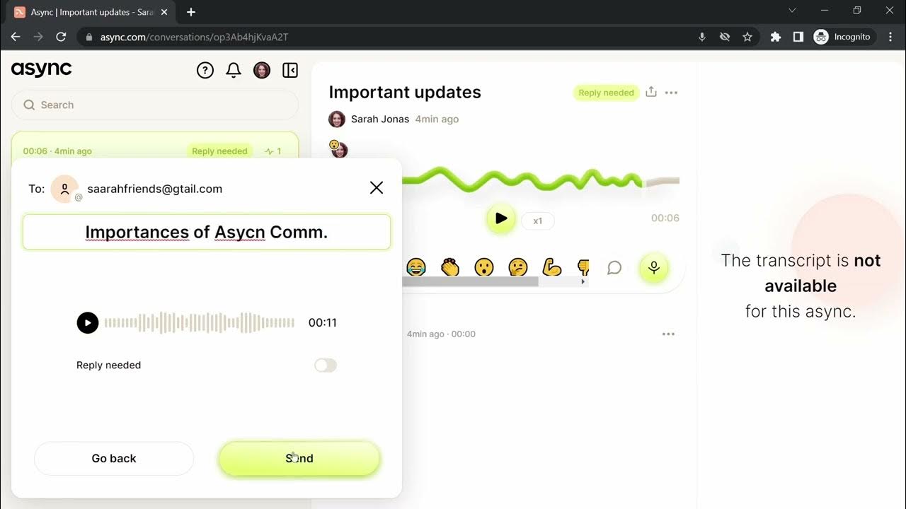 Recording audio on Async - YouTube