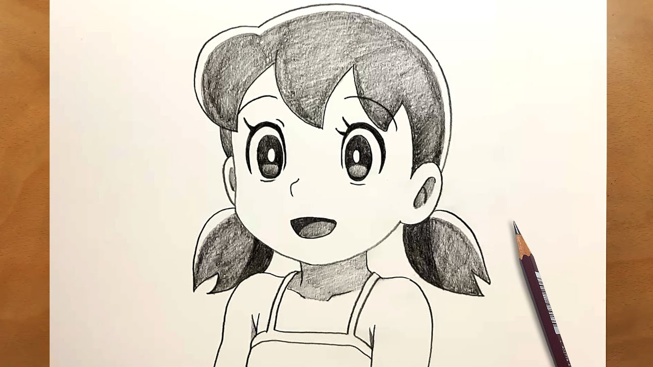 Shizuka Drawing from Doraemon || Easy Anime Sketch for Beginners ...